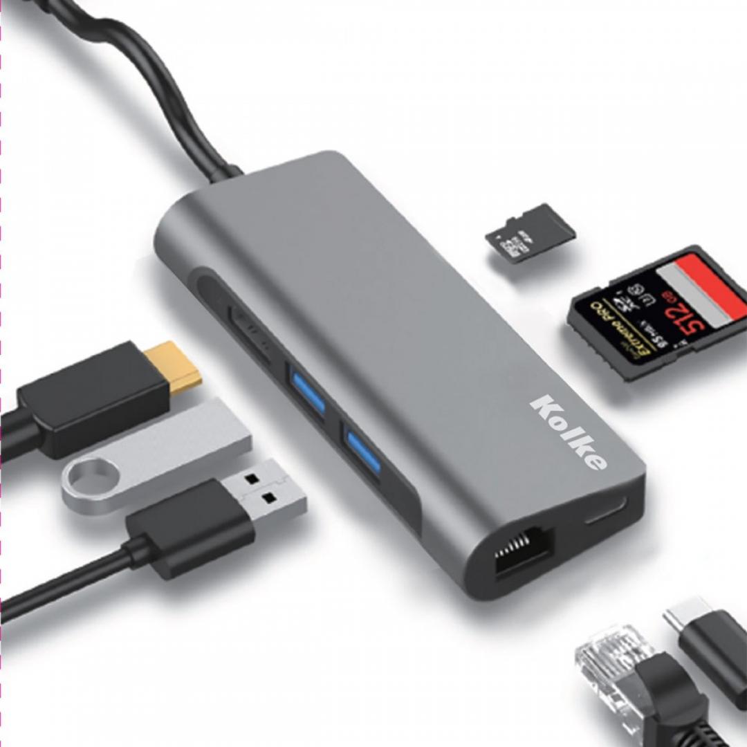 Puerto HUB USB 7 en 1 Kolke KCH-426 Gris | Envios a todo el Paraguay | Digi Marketplace