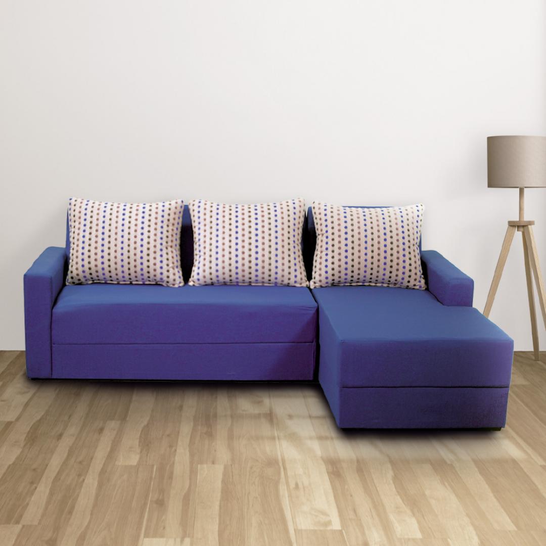 SOFA DELEITE NOGAL ESQUINERO COLOR AZUL 3 CUERPOS | Digi Marketplace